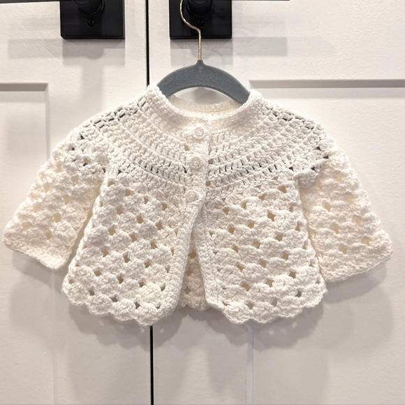Hand Crafted | Shirts & Tops | Handmade Baby Girl White Crochet ...